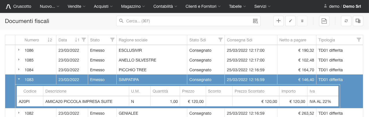 Download XML dei documenti fiscali in Amica 20 Web | Contabilita Facile